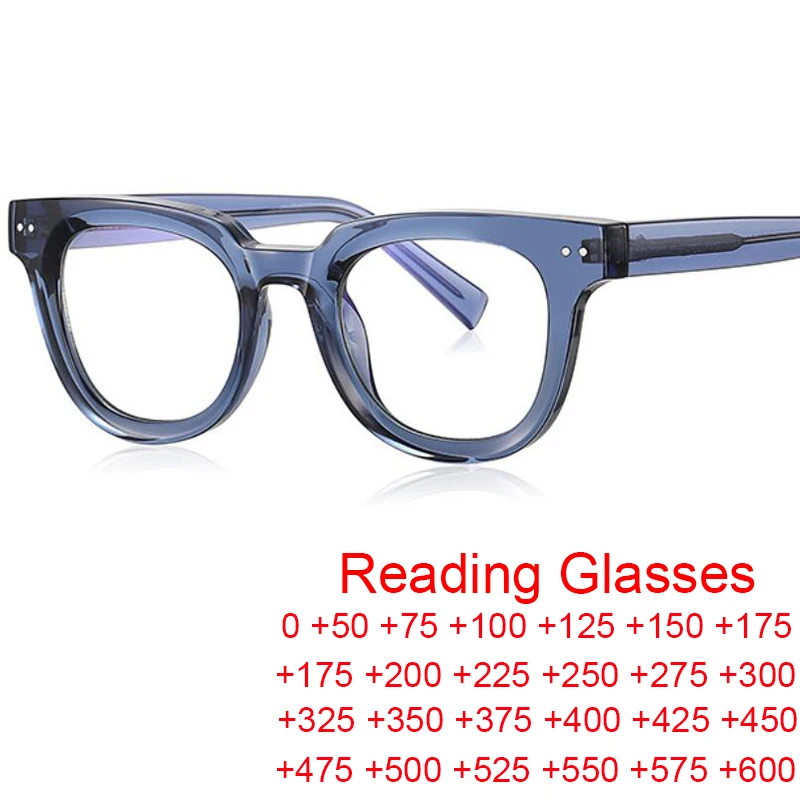 Spring Hinge Vintage Round Reading Glasses Women Men TR90 Blue Light ...