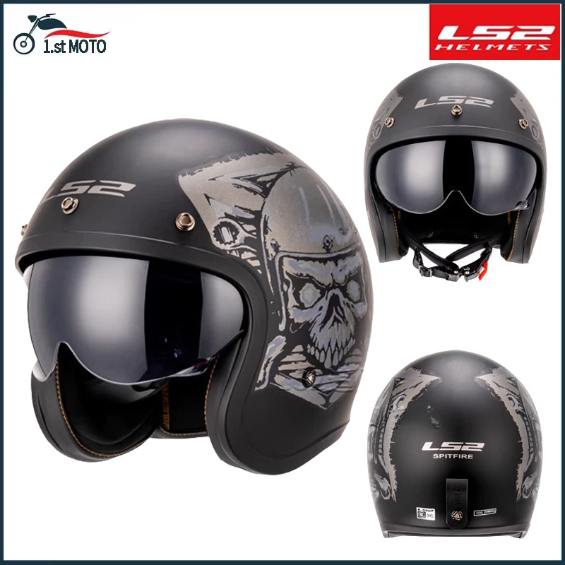 Original LS2 OF599 Motorcycle Helmet Half Helmet 3/4 Capacete Retro Men ...