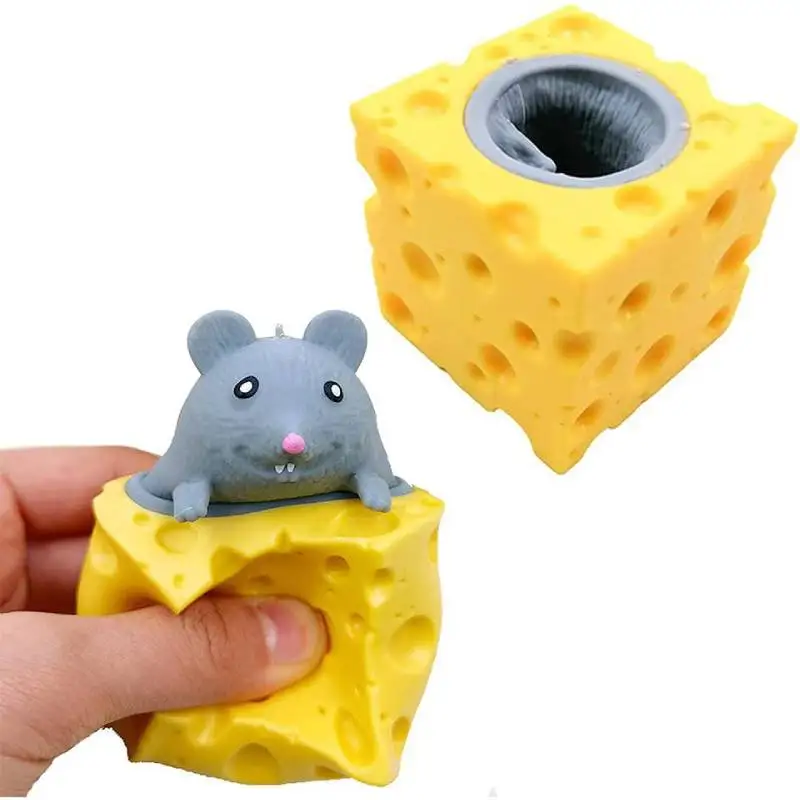Cheese Mouse Cup Decompression Squeeze Cheese Toys Stress Relief Mice ...
