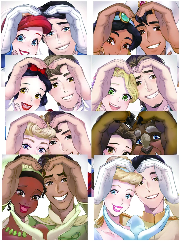 Disney Princess Couple Illustration thermoadhesive patches heat ...