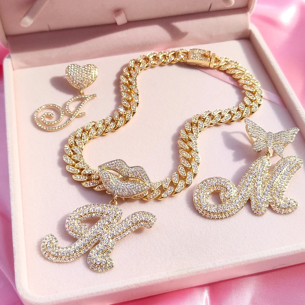 Fashion-Women-Iced-out-Chain-Rhinestone-Cuban-Link-Necklace-Mouth ...