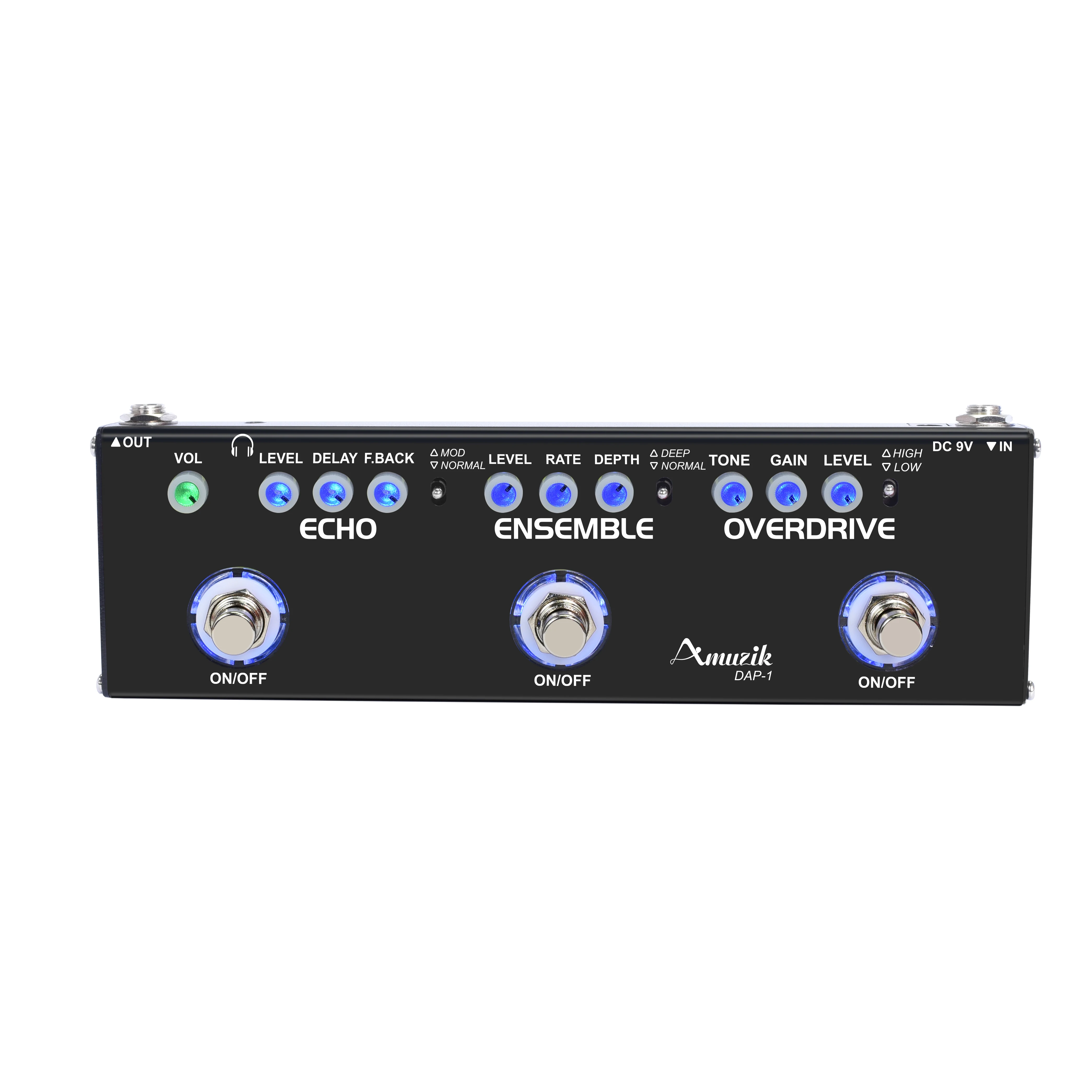 Amuzik-Guitar-Multi-Effect-Pedal-Echo-Ensemble-Overdrive-3-in-1-Series ...