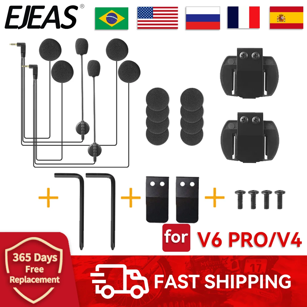 EJEAS-Motocicleta-Capacete-Intercom-Microfone-Alto-falante-Headset-3-5mm-com-Clip-Vnetphone-V6 ...