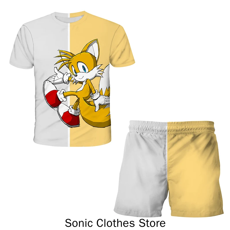 Children-Sonic-Tshirt-Set-Short-Sleeve-T-Shirt-Shorts-Super-Sonic ...