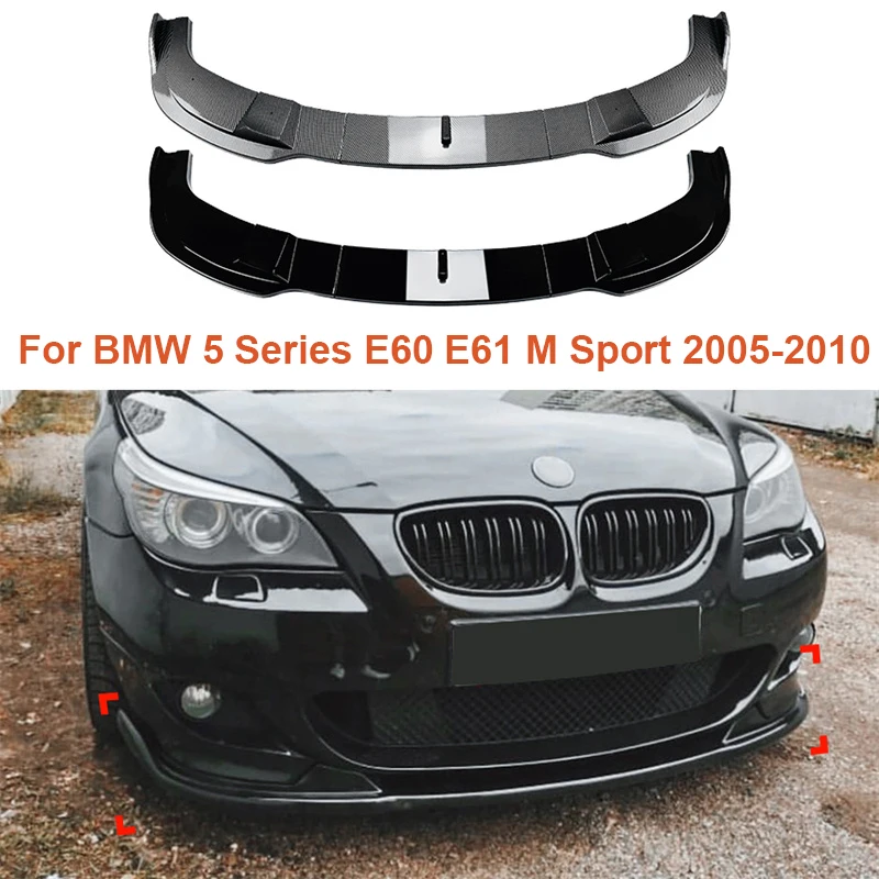 Carbon-Fiber-Look-Gloss-Black-Front-Bumper-Spoiler-Lip-Lower-Splitter ...