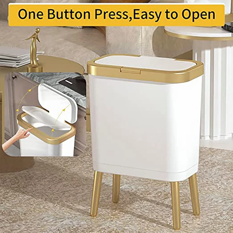 Luxury-Large-Capacity-Trash-Can-Gold-Luxury-Trash-Can-High-push-Plastic ...