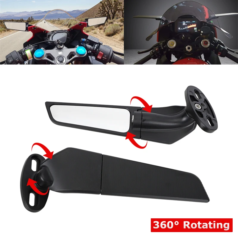 Motorcycle Mirror Modified Wind Wing Rotating Rearview Mirror For BMW ...