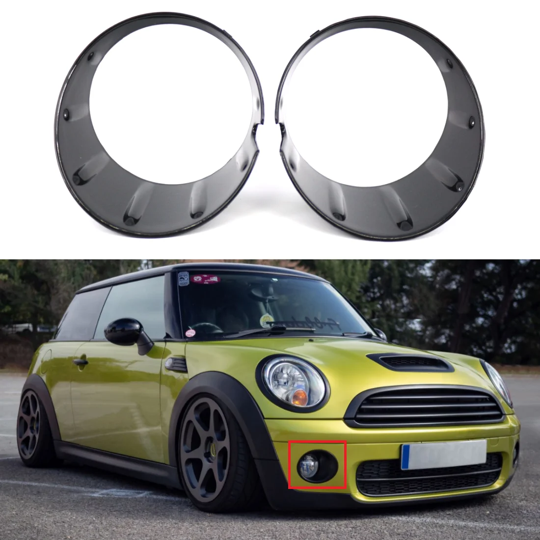 For-MINI-Cooper-R55-R56-R57-R58-R59-Black-Fog-Lamp-Light-Cover-Front ...