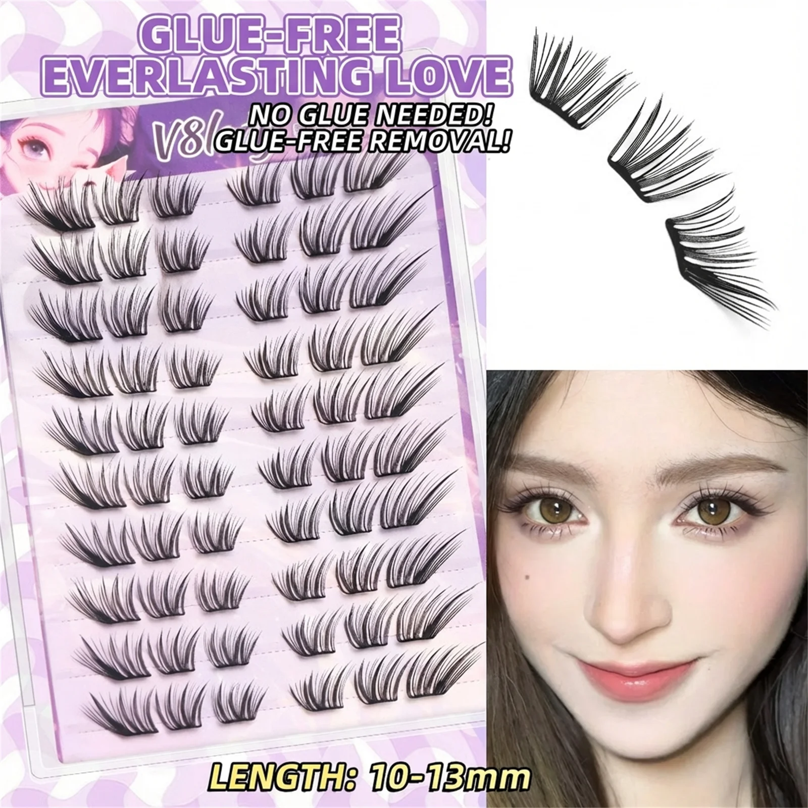 Comics Fake False Eyelashes 8-14mm Mix Curl Natural Lashes Extension ...