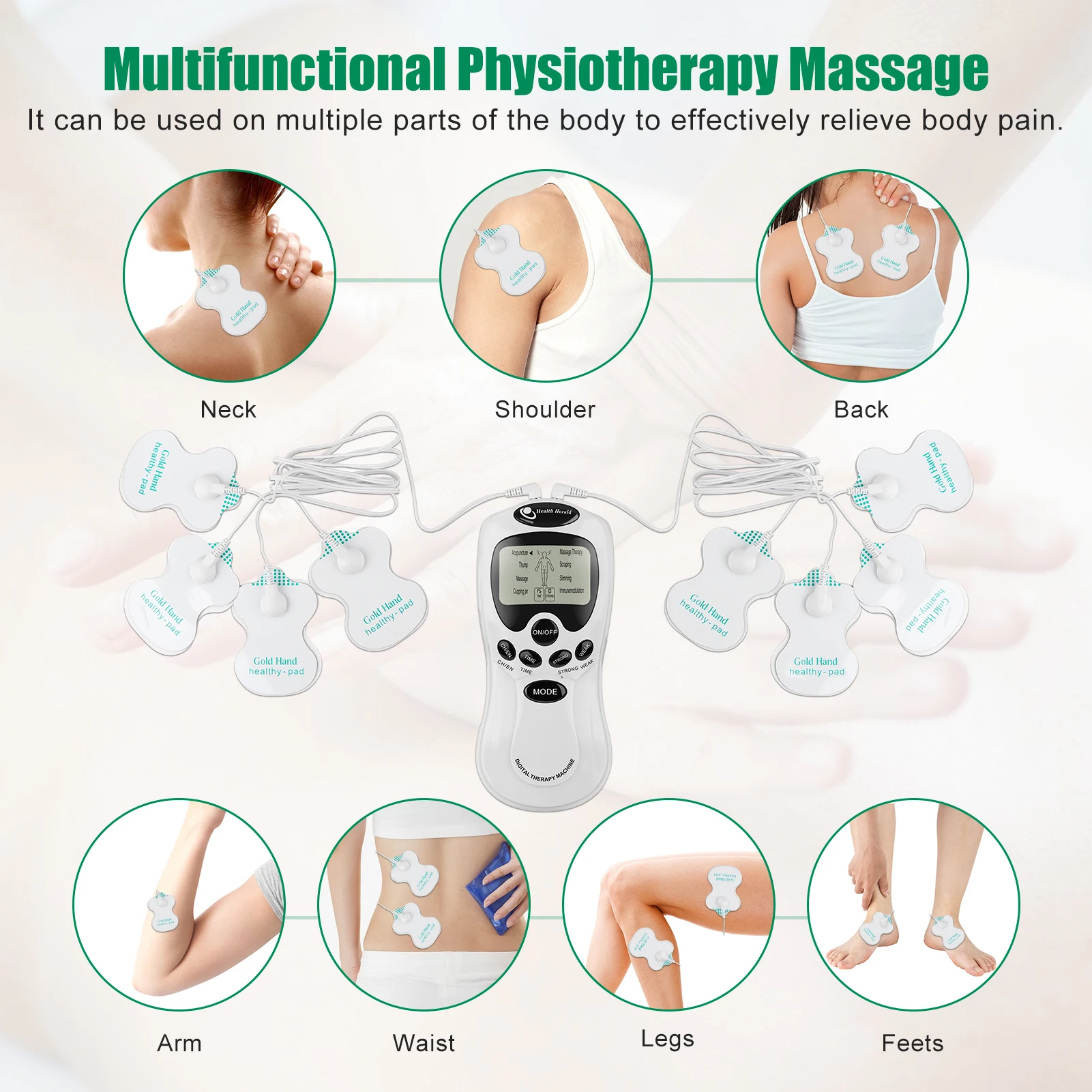 Generic 8 Modes Tens Unit Ems Muscle Stimulator Physiotherapy ...