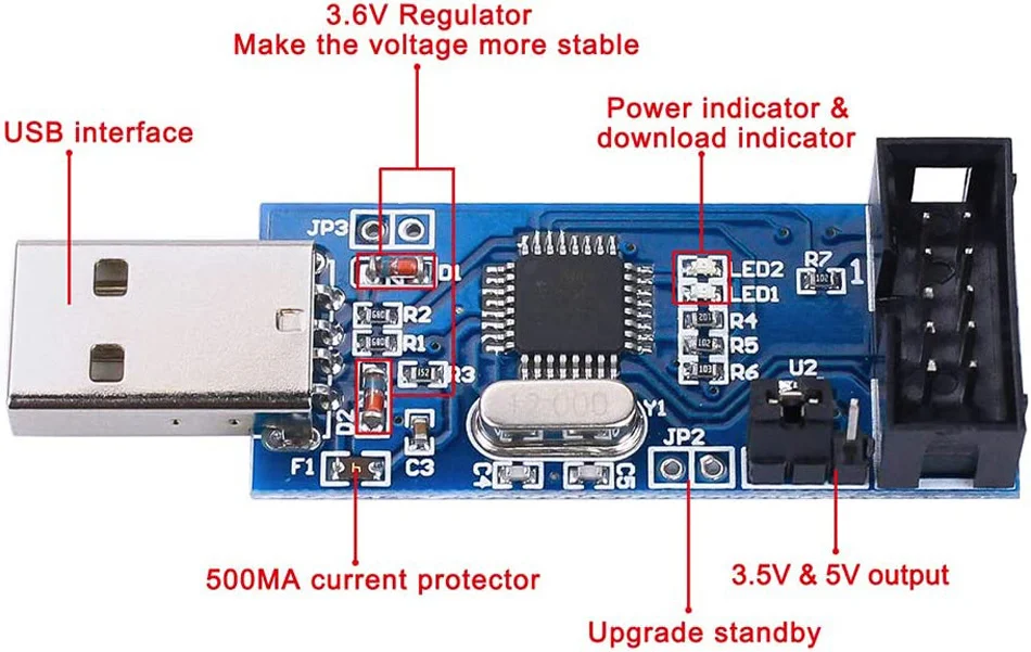 Programador / Gravador usb isp avr asp atmega8 atmega128 suporte win7 64 (C.001) - Arduino e ...
