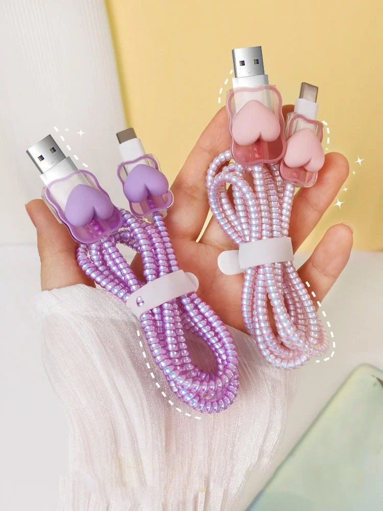 Pink-Cute-Love-Heart-Gradual-Change-Charger-Protector-Cover-Charger ...