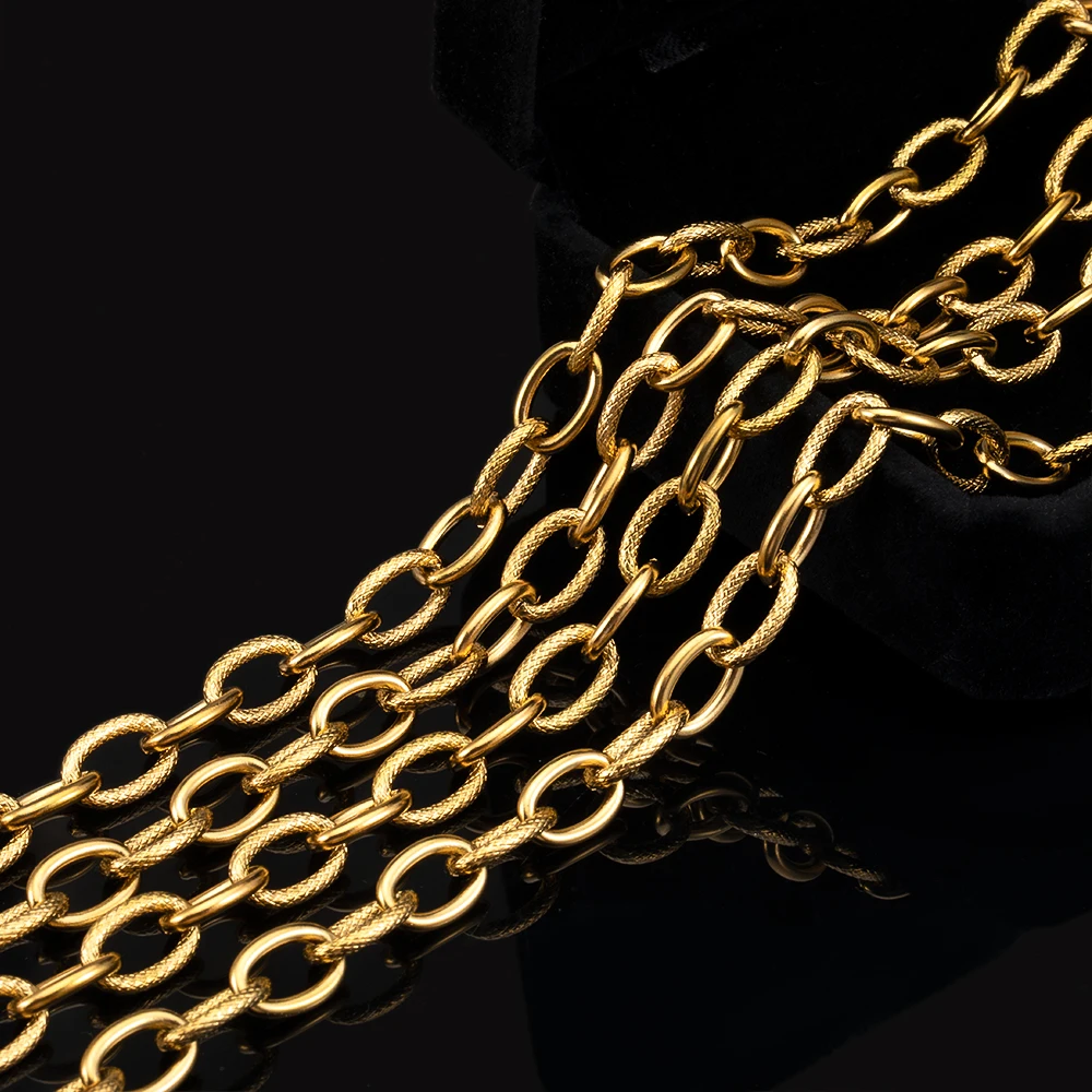 1M Heavy Chunky Hip Hop Stainless Steel Frosted Oval Link Chains for ...