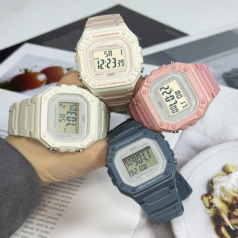 Fashion-Square-Transparent-Electronic-Watch-Ladies-LED-Watch-Sports ...