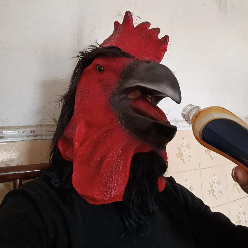 Red-Latex-Rooster-Mask-Adults-Mad-Chicken-Cockerel-Headgear-Funny ...