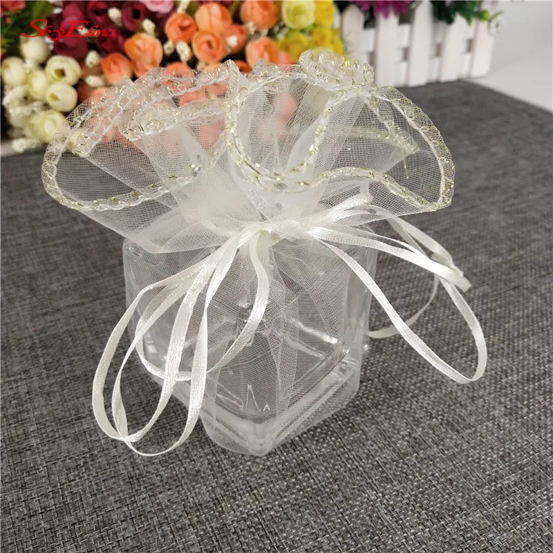 10/50/100pcs 26/35cm Tulle Round Organza Drawstring pouch wedding ...