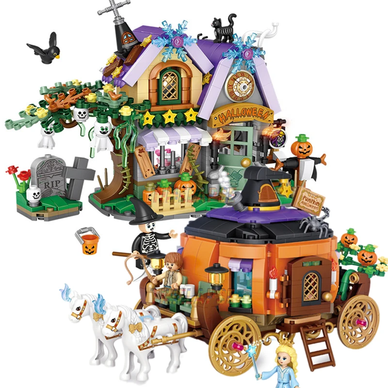 NEW-Travel-Pumpkin-Cart-Halloween-House-Store-Street-View-Shop-House ...