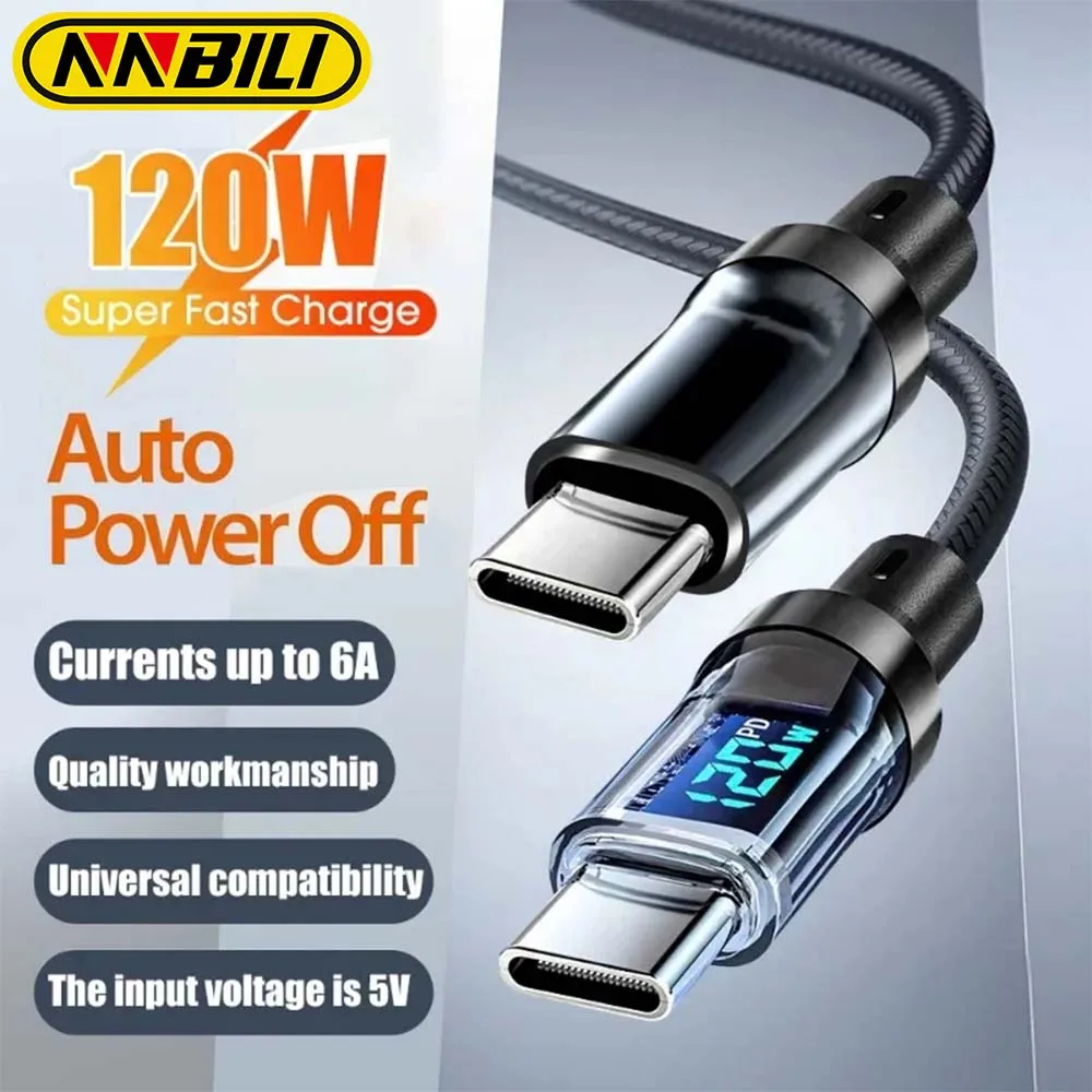 NNBILI-120W-Dual-USB-C-Digital-Display-Cable-PD-Fast-Charging-Type-C-to ...