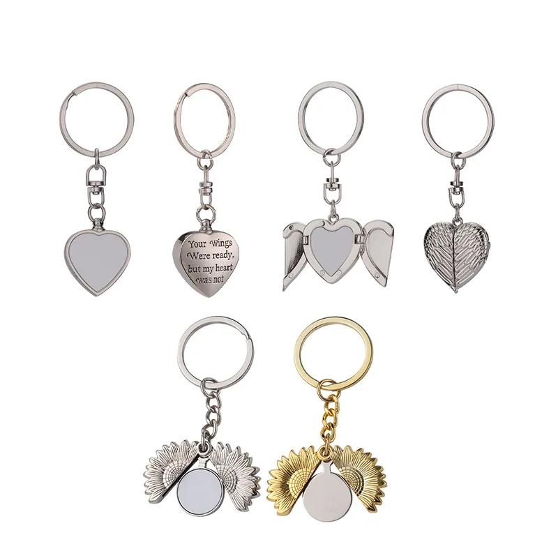 10pcs Sublimation Keychain Sunflower Keychain DIY Blank Angel Wing ...