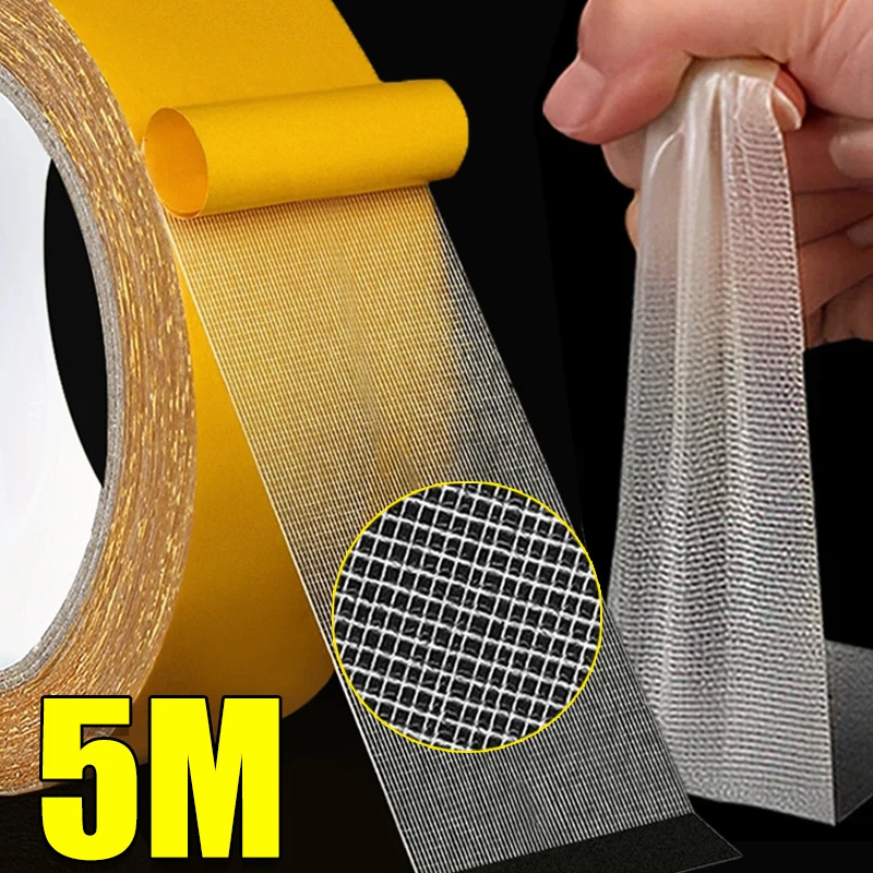 5M-Strong-Double-Sided-Cloth-Base-Tape-Translucent-Mesh-Waterproof ...