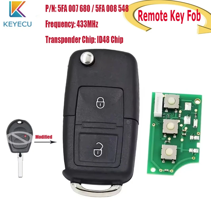 KEYECU Smart Remote Key Fob for VW Bora Polo Golf Passat Lupo Seat ...