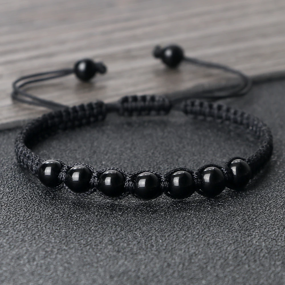 Men-Black-Bracelet-Natural-Stone-Onyx-Lava-Beaded-Braided-Bracelets ...