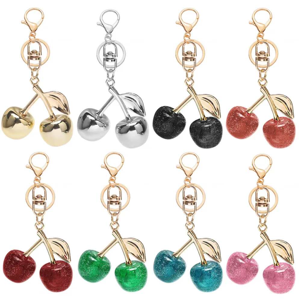 Fashion Delicious Red Cherry Keychain Summer Fruits Cherries Pendant ...