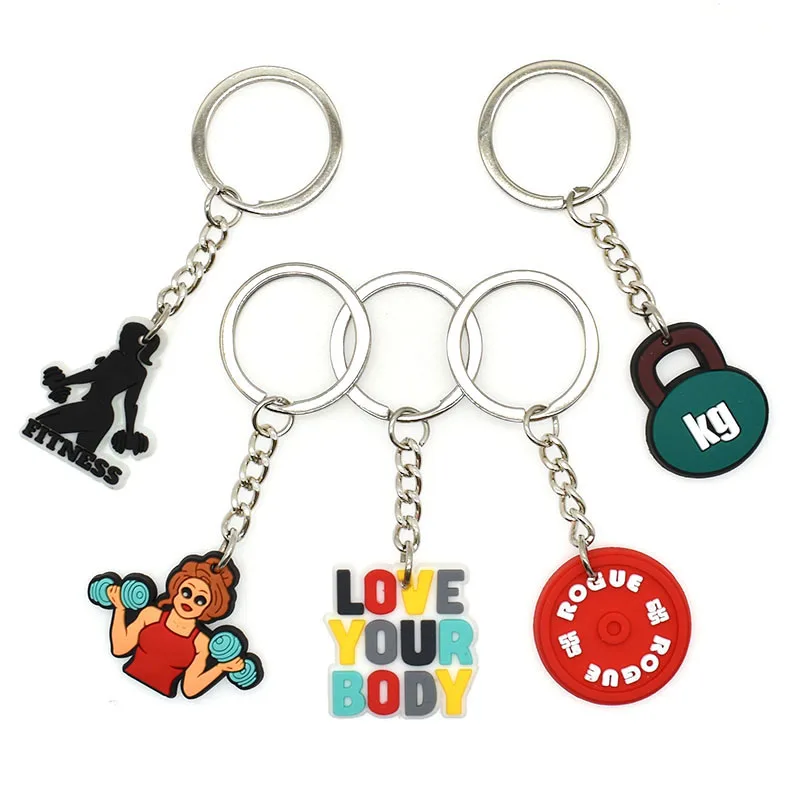 1pc Cartoon PVC Keychain Strength Sports Barbell Dumbbell Weight ...