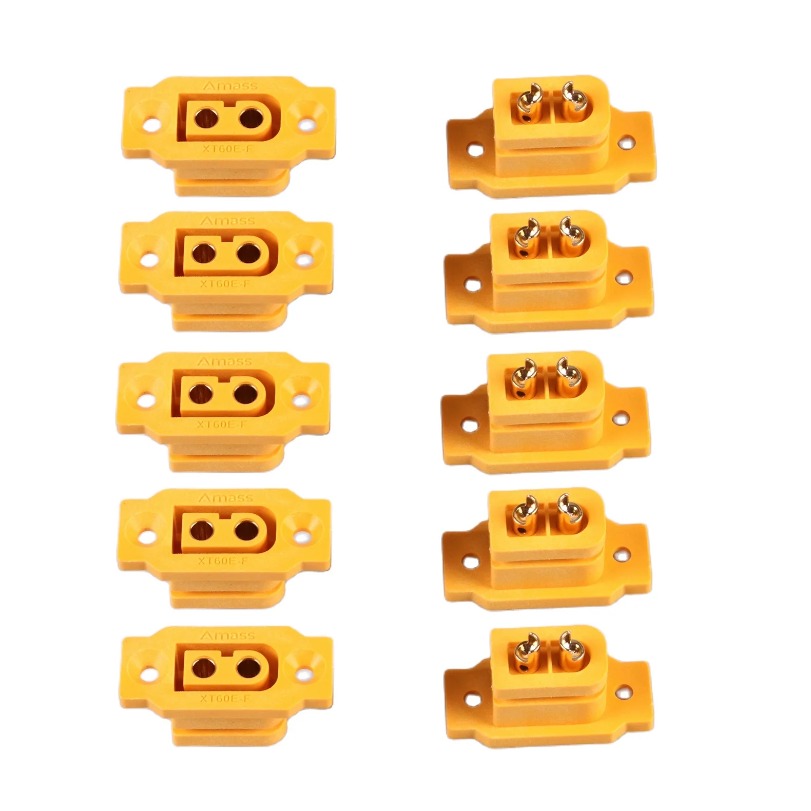 10pcs-Amass-XT60E-F-Female-Plug-Large-Current-Gold-Brass-Ni-Plated-Connector-Power-Battery ...