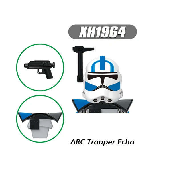 X0344 ARC Clone Trooper Echo Building Blocks Wolfpack Comet Bricks Tup ...