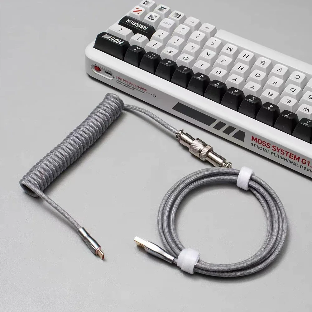 Mechanical-Keyboard-Coiled-Cable-Wire-Type-C-USB-Port-Aviator-Coiling ...