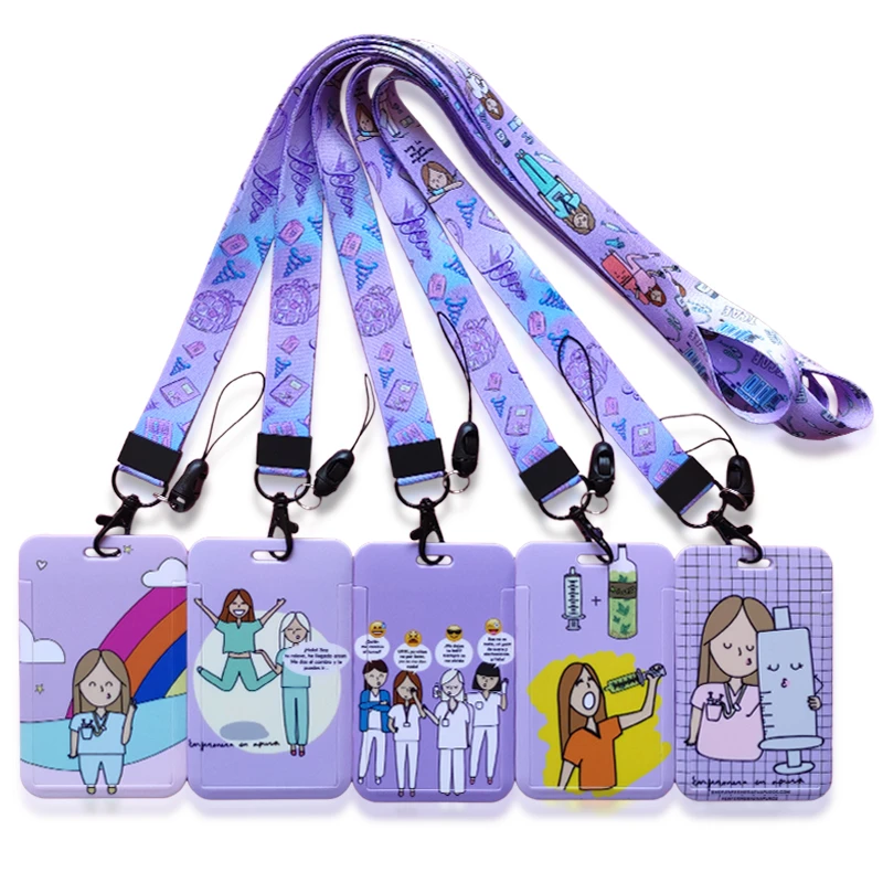 Doctor Nurse Purple Lanyards Id Card Holder Hospital Badge Holders Hang ...