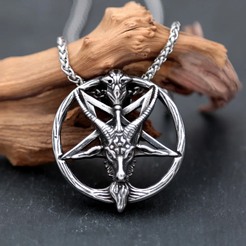 Vintage-Inverted-Pentagram-Satan-Goat-Necklace-Pendant-Stainless-Steel ...