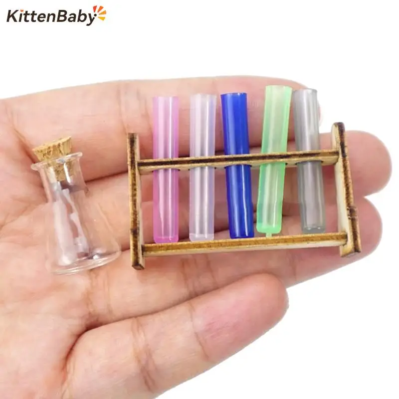 1Set-1-12-Dollhouse-Miniature-Glass-Test-Tubes-with-Rack-Lab-Cup-Model ...