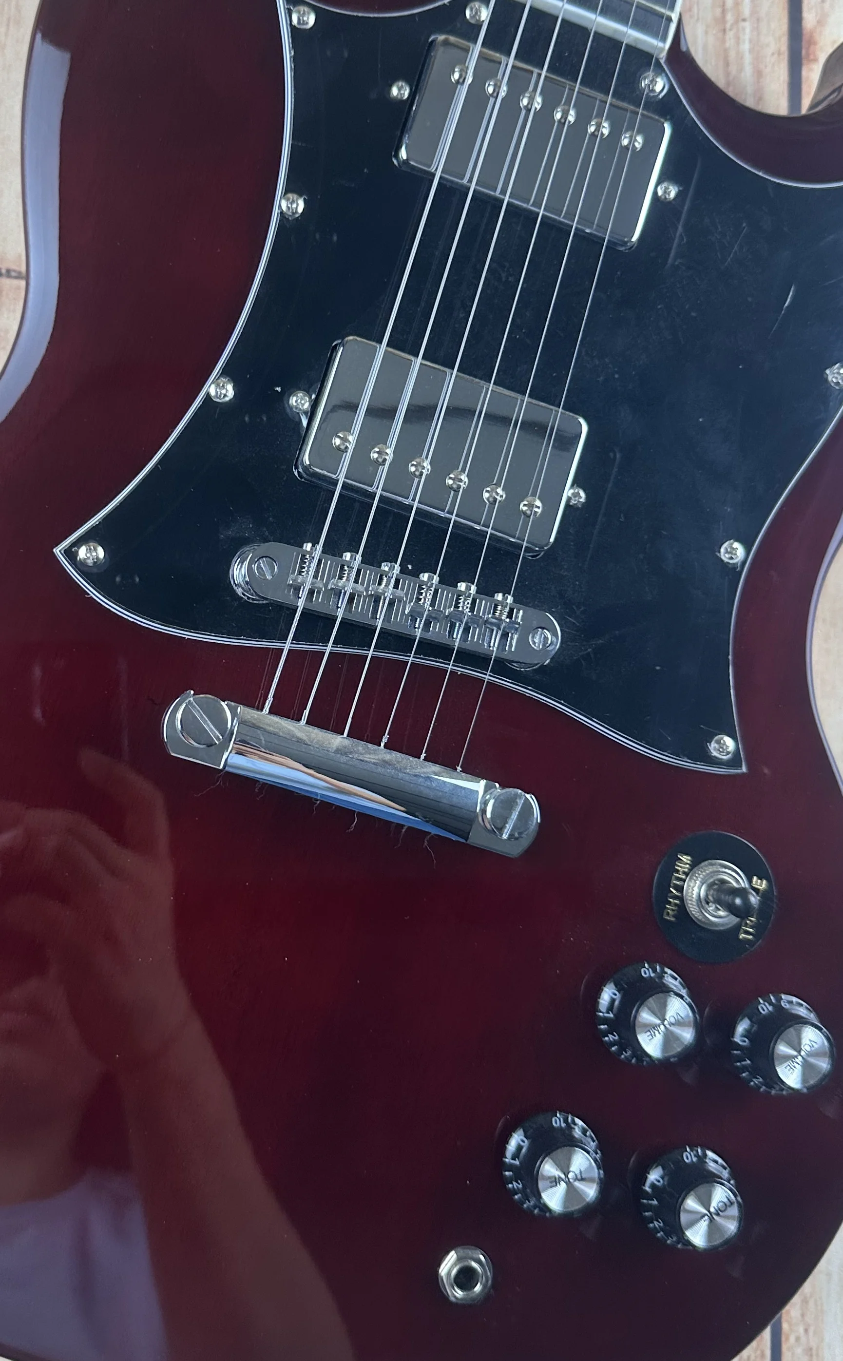 SG-electric-guitar-custom-signature-lightning-inlaid-fingerboard-dark ...