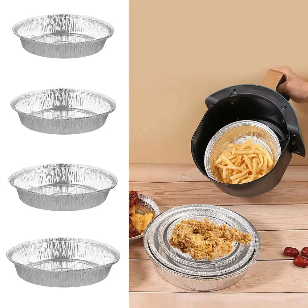 50Pcs Portable Silver Foil Trays Non-Stick Round Foil Flan Dishes ...