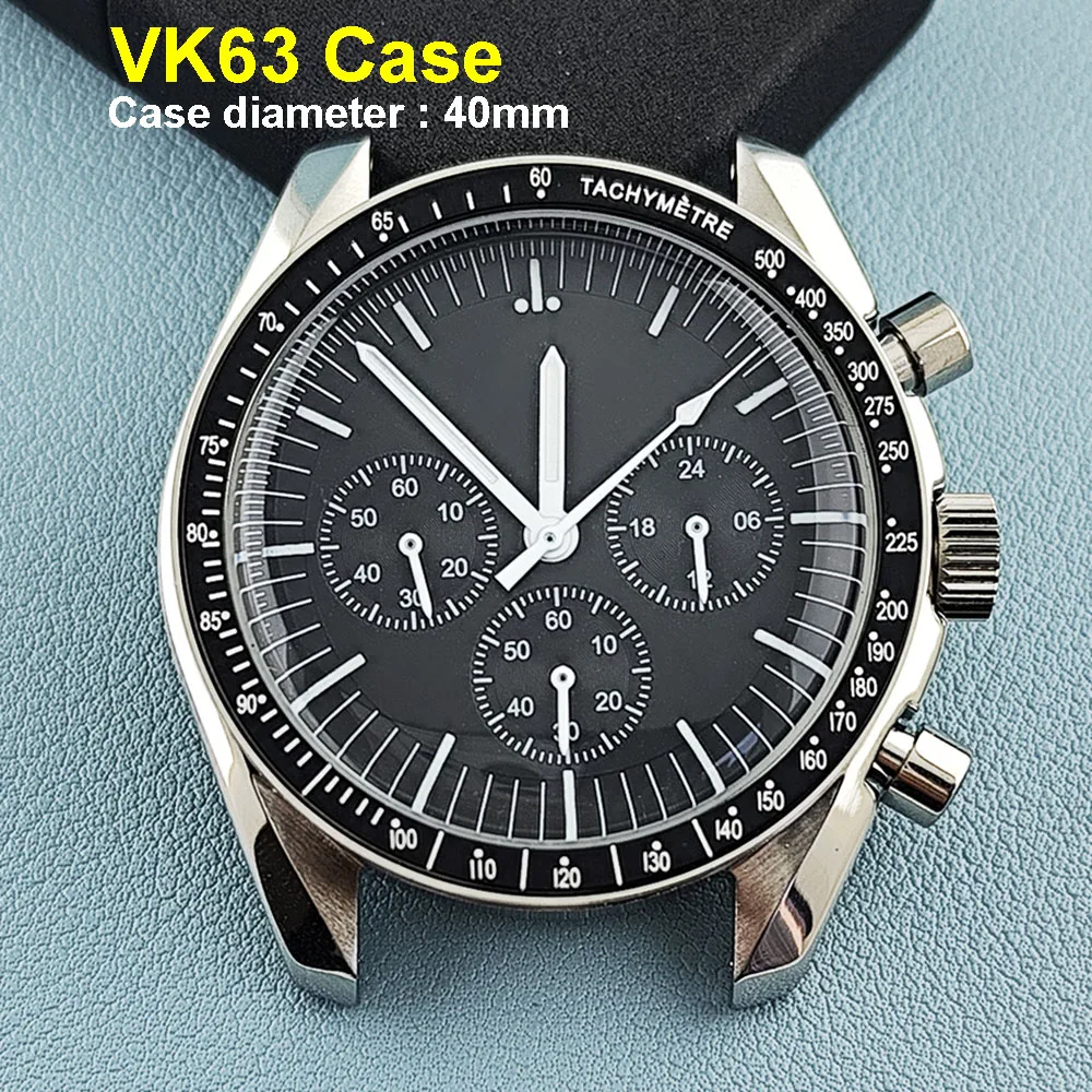 Watch case VK63 men's stainless steel watch 40mm case luminous dial ...