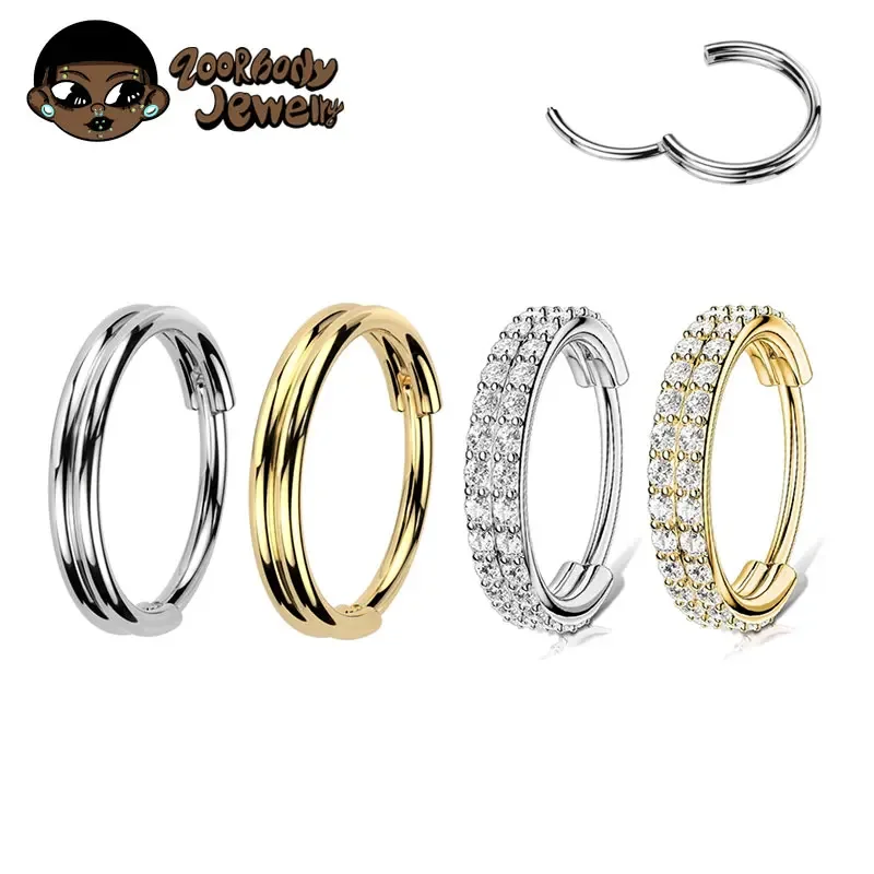 ASTM F136 ไทเทเนียม 16G Double Layered Zircon Nose Clicker Segment ...
