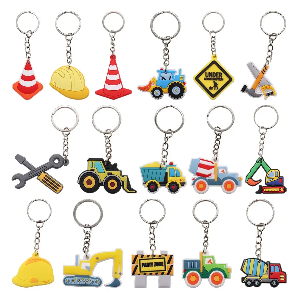 1PCS-PVC-Engineering-Vehicle-Excavator-Keychain-Keyring-Safety-Warning ...