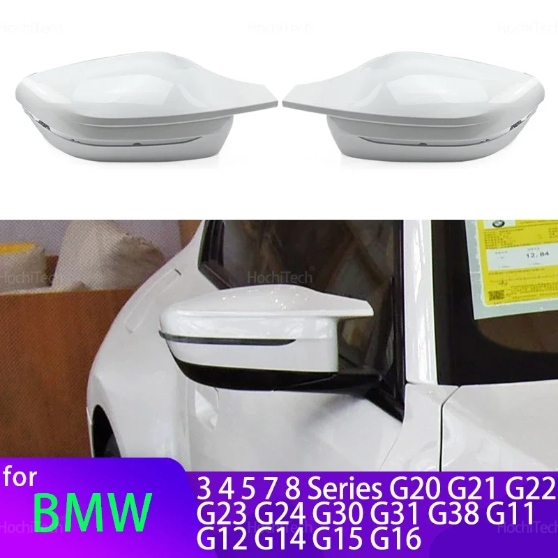 Replacement Rearview Bright White Side Mirror Covers Cap For BMW 3 4 5 ...