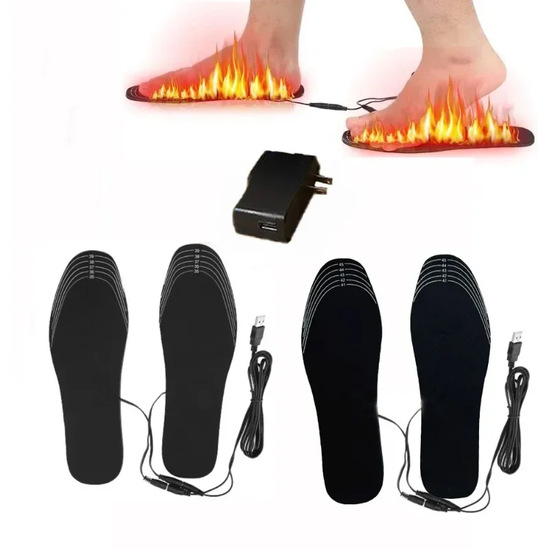 2 pairs Heated Insoles Shoe Winter Outdoor Sports Heating Insole Winter ...