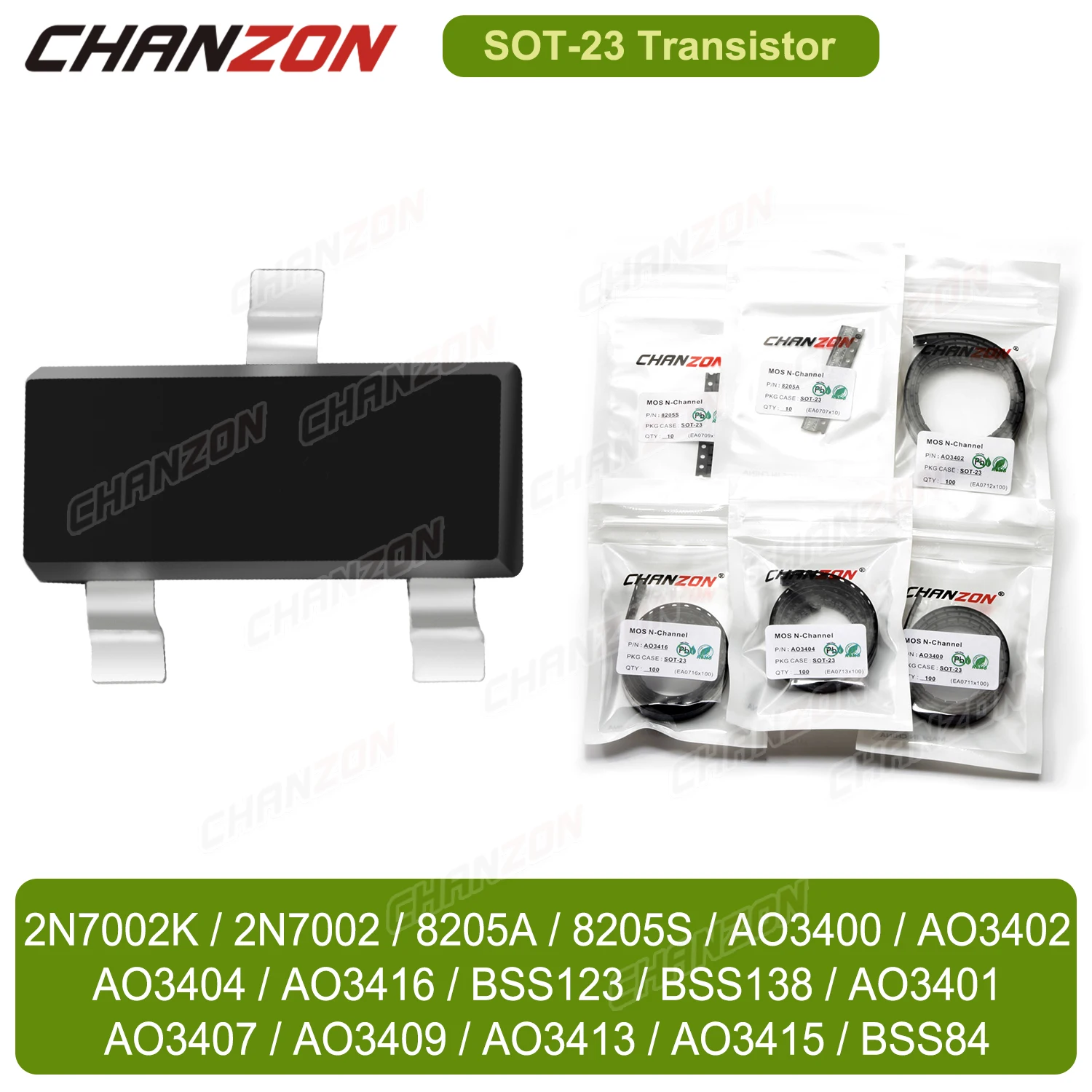 Sot23-N-P-Channel-Mosfet-2N7002-Bss138-8205A-Ao3400-Ao3401-Bss84-Ao3407 ...