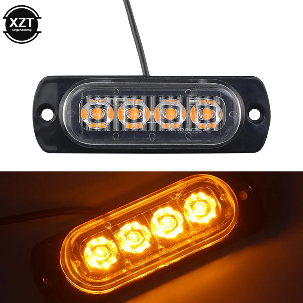 2x-Truck-12V-24V-4smd-LED-Side-Light-Warning-Light-Grille-Flashing ...