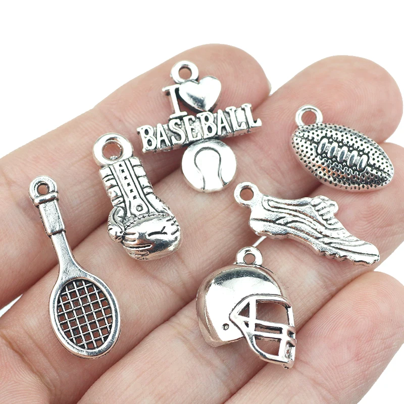 Sport Charm Antique Silver Color Tennis Baseball Boxing Fencing Mask ...