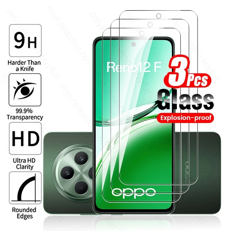 3PCS 9H Tempered Glass Full Cover Screen Protector For Oppo Reno12 F 4G ...