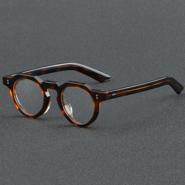 Round Vintage Acetate Glasses Frame Men Myopia Optical Prescription ...