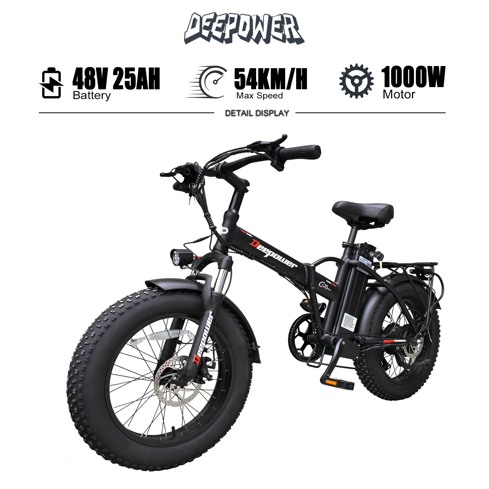 DEEPOWER-G20Pro-1000W-Folding-Electric-Bicycle-1000W-48V-25AH-Fat-Tire ...
