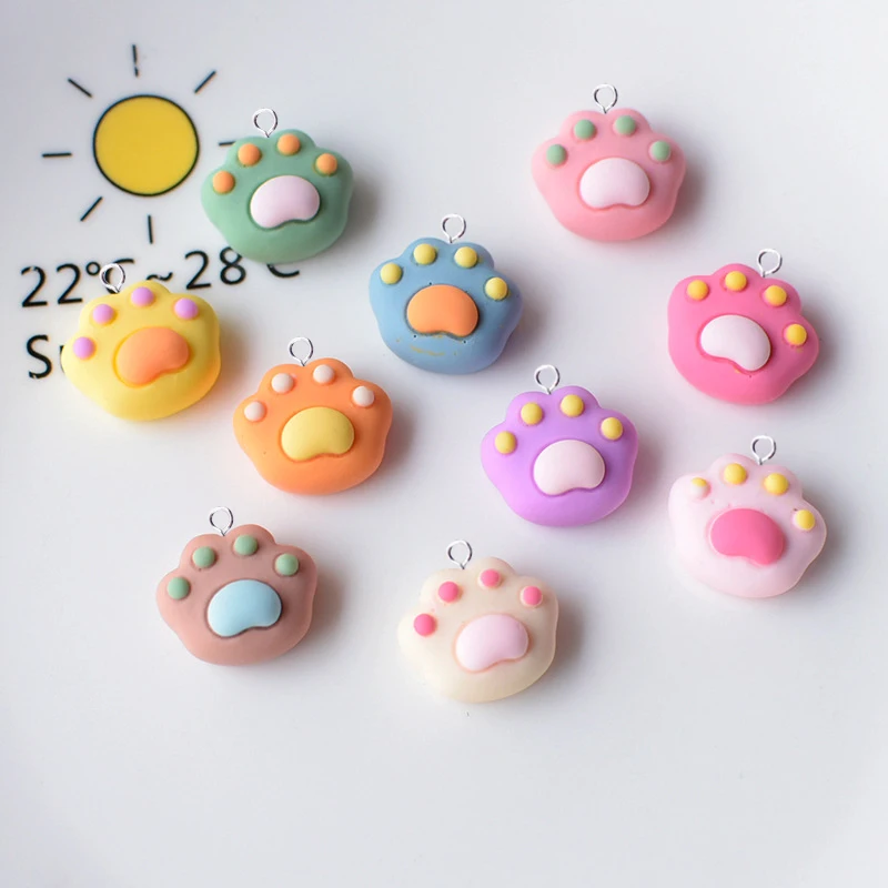 10Pcs-Cute-Colorful-Small-Cat-Claw-Resin-Charms-DIY-Cartoon-Animal ...