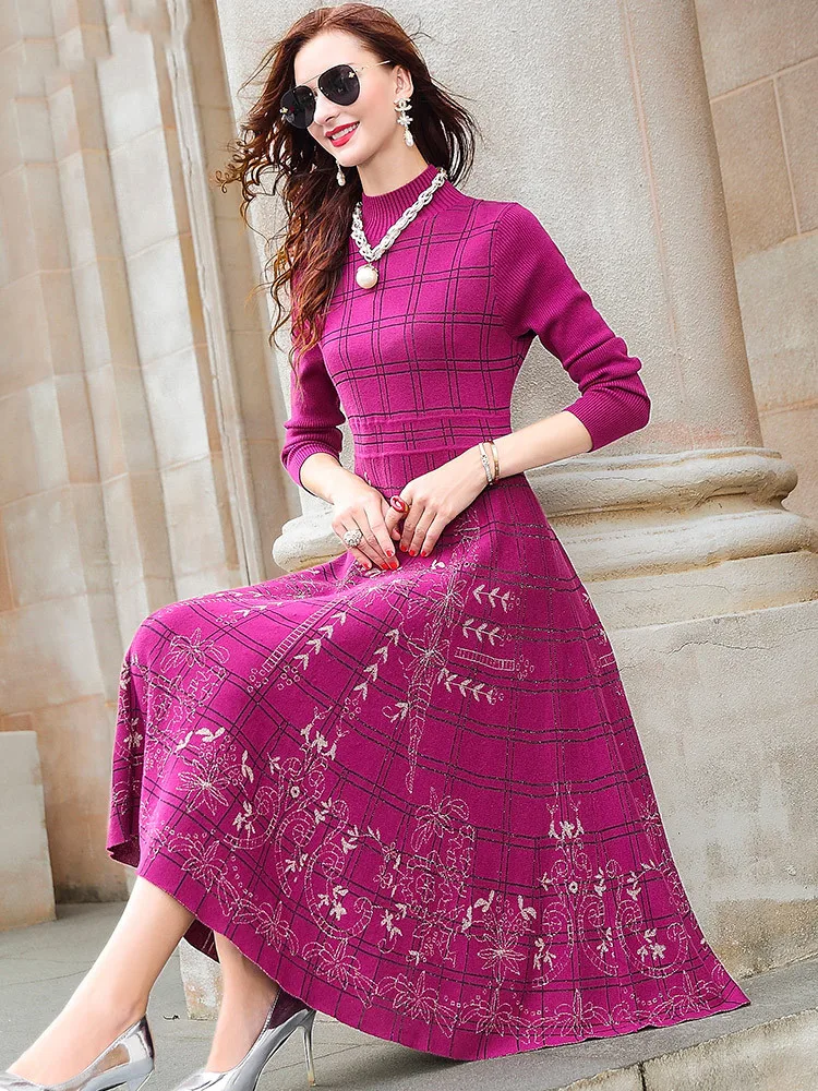 Casual-Sweater-Dress-for-Women-Winter-Woman-Vintage-Dresses-Knitted ...