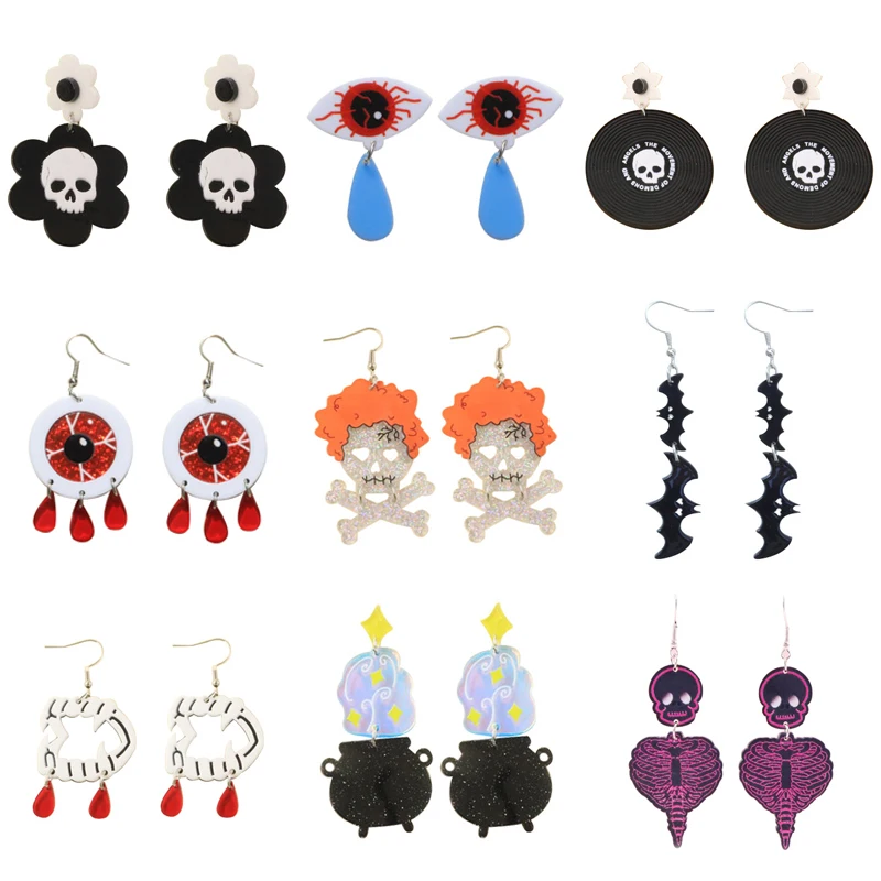 Horror Bloody Eyes Halloween Earrings For Women Hallowmas Cosplay Black ...